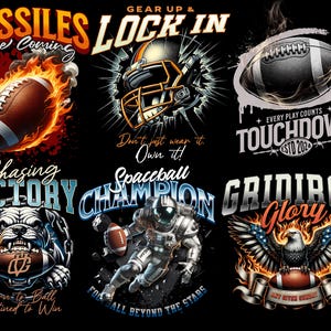 Vintage Football T-shirt Design Bundle – Retro Streetwear PNG Graphics ...