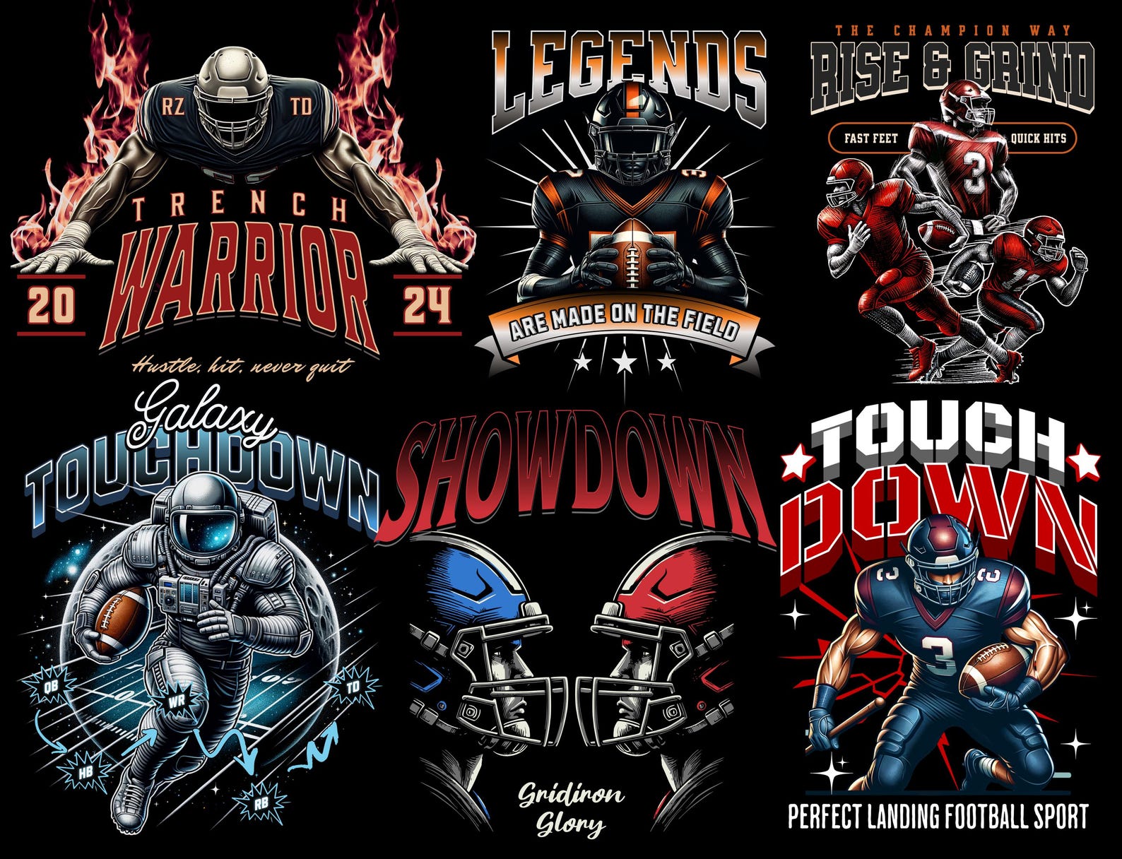 Vintage Football T-shirt Design Bundle – Retro Streetwear PNG Graphics ...