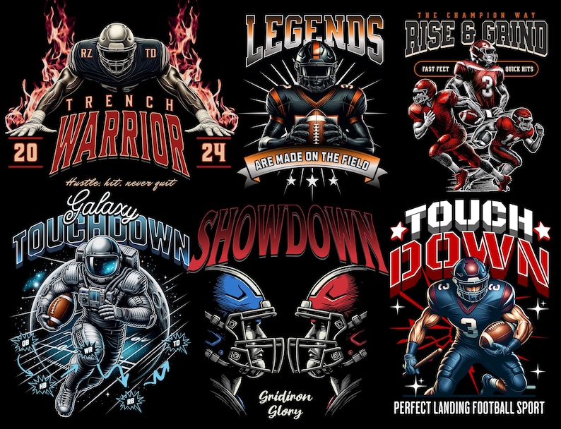 Vintage Football T-shirt Design Bundle – Retro Streetwear PNG Graphics ...