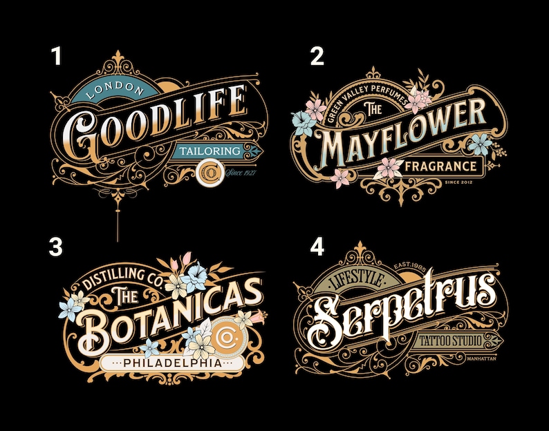 Vintage Logo | Victorian Style Logo | Custom Logo | Customizable Svg ...