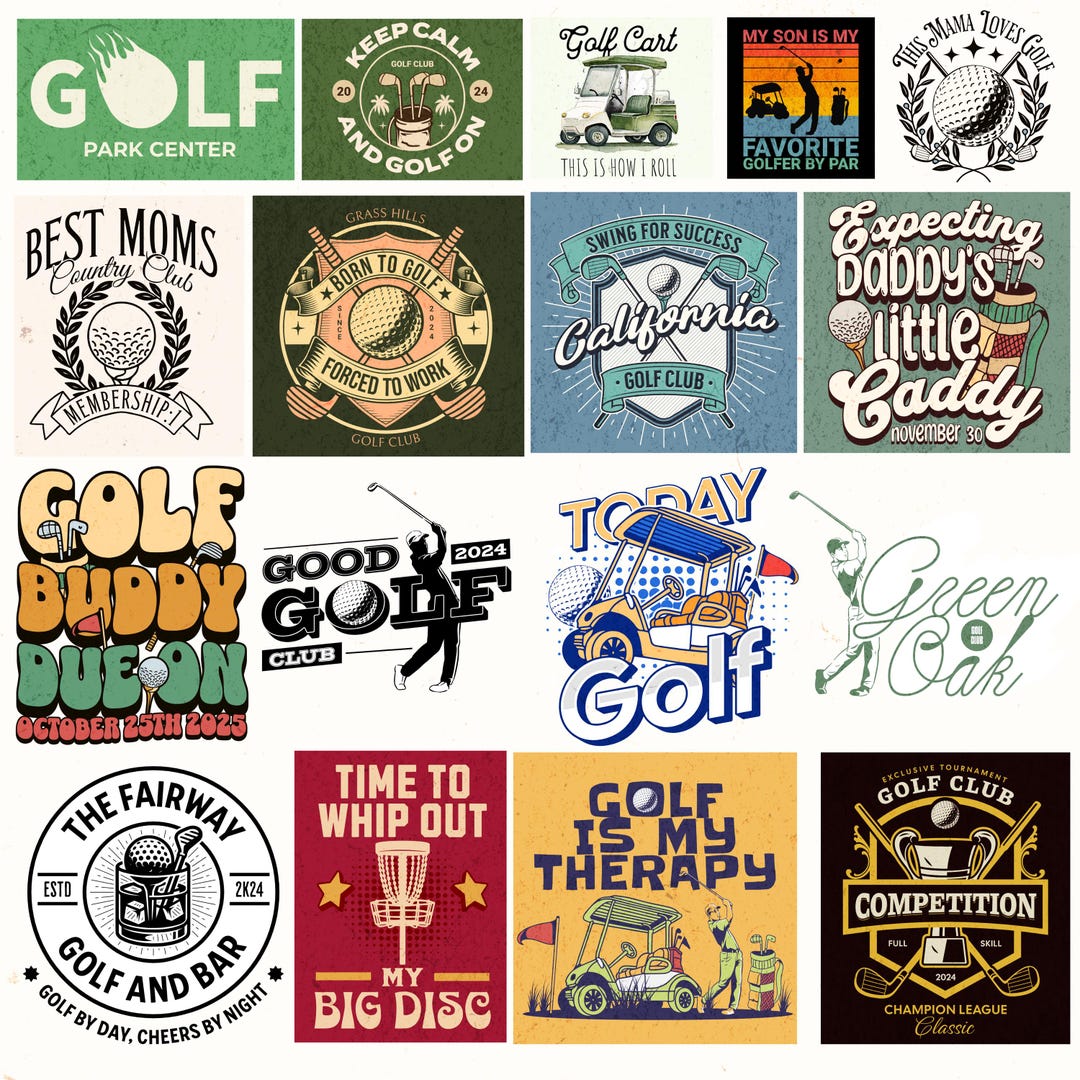 Golf Club Design PNG Bundle | +20 High-res 300dpi Digital Files for ...