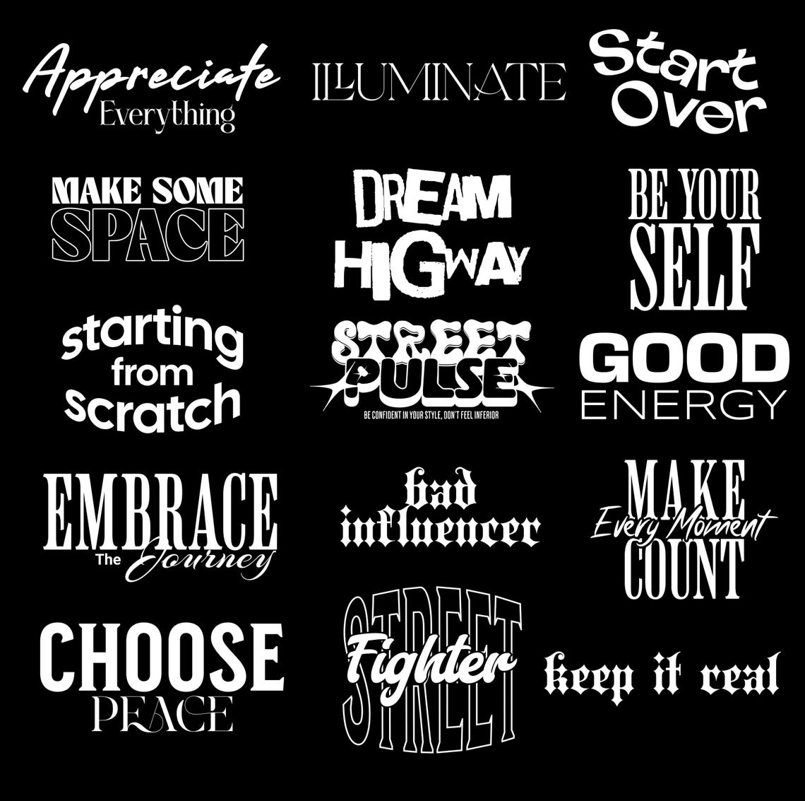 Typography Streetwear Y2K SVG Bundle | Y2K Vintage Style Digital ...