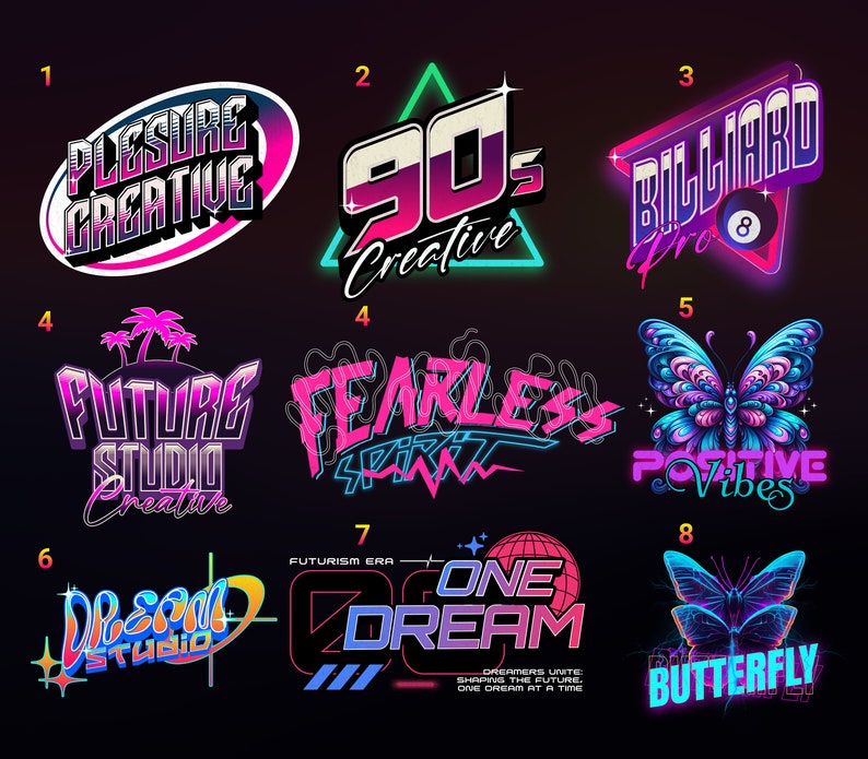 Custom Y2K Logo Design - Personalized Retro Neon Sign, 2000s Style Wall ...