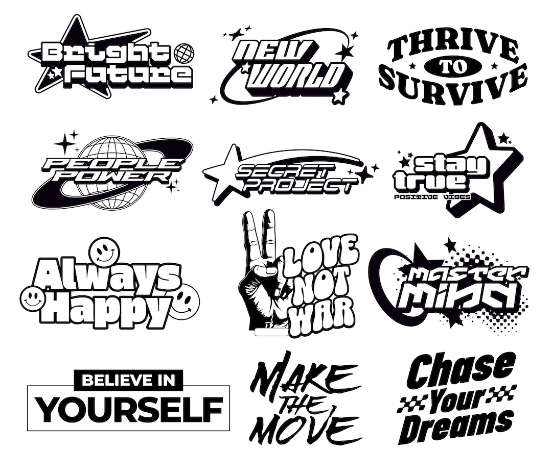 Y2K Streetwear SVG Bundle | Retro Typography Designs (digital Download ...