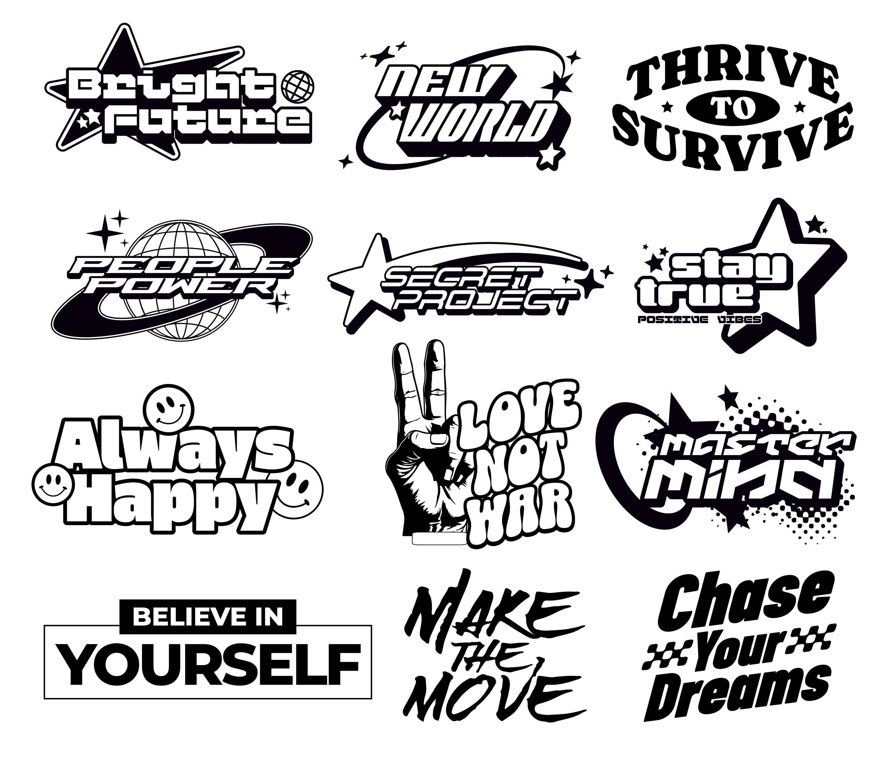 Y2K Streetwear SVG Bundle | Retro Typography Designs (digital Download ...
