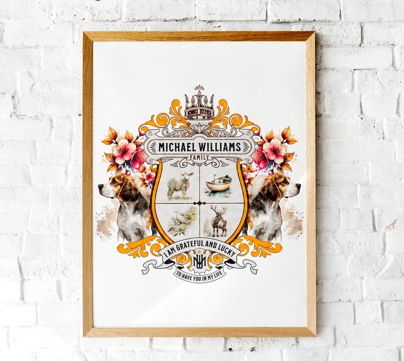 Personalized Family Crests Watercolors Logo Coat of Arms, Wedding, New ...