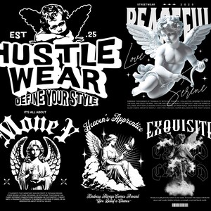 Urban Angel Streetwear Monochrome PNG Designs Bundle - High-resolution ...