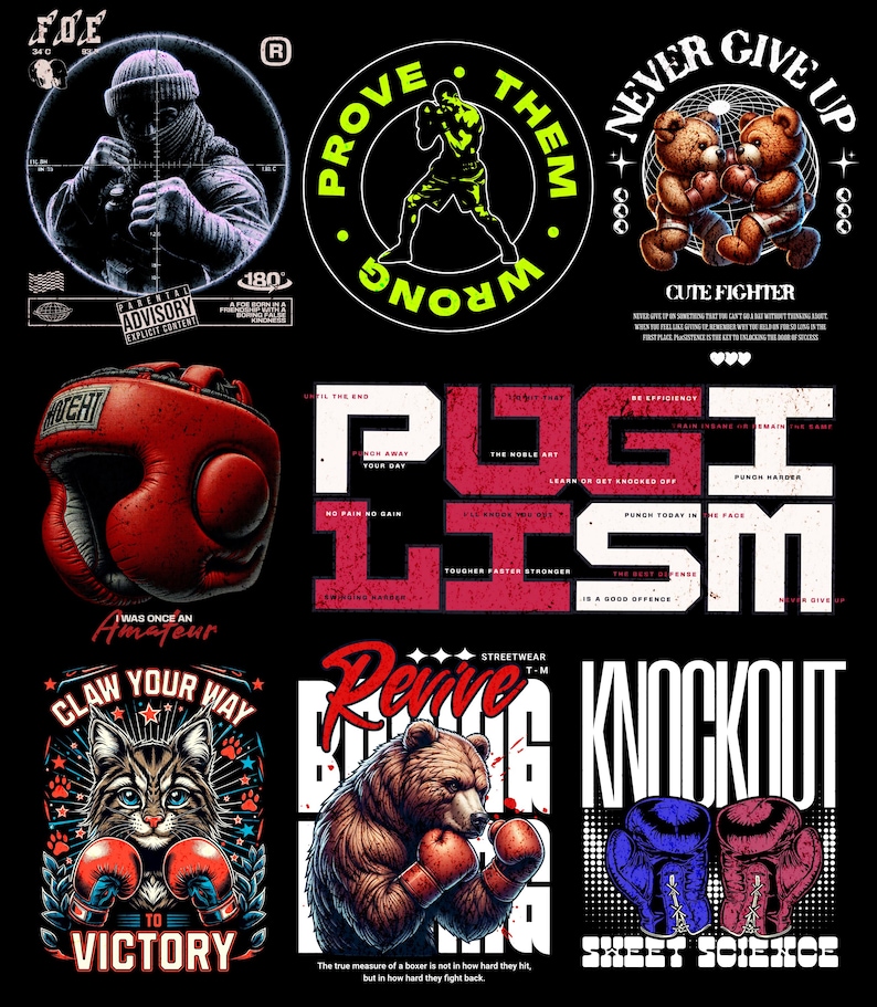 Boxing Trending T-shirt Design PNG File Bundle, Premium Quality ...