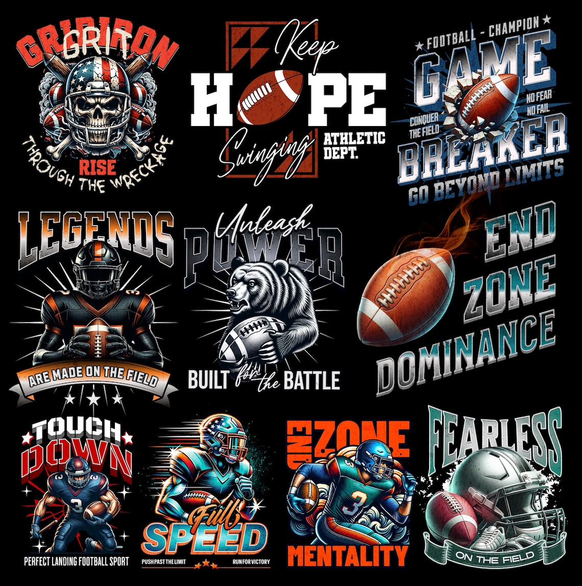 Vintage Football T-shirt Design Bundle – Retro Streetwear PNG Graphics ...