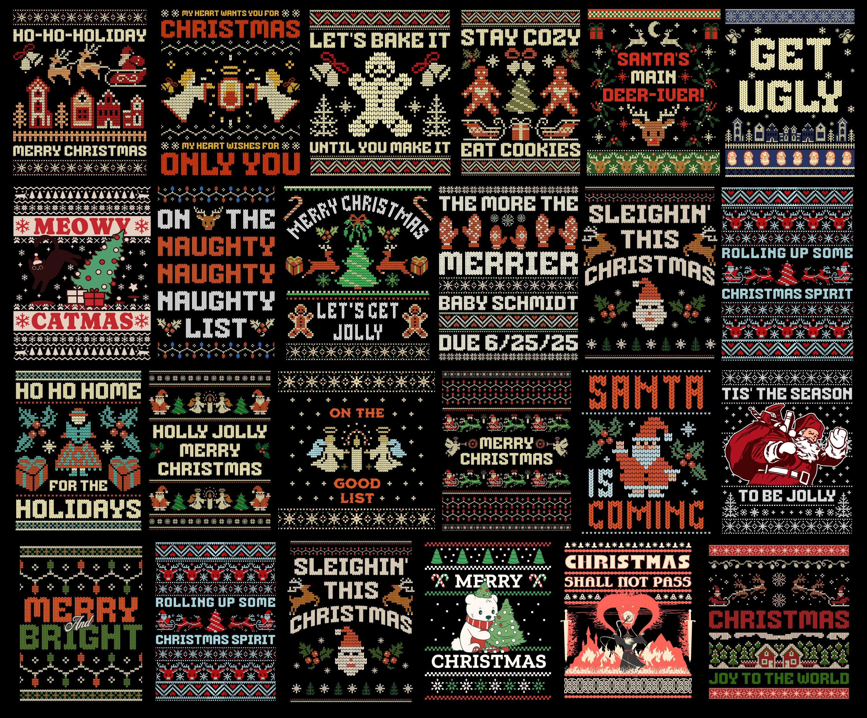100+ Christmas Ugly Sweater PNG Bundle | Holiday Graphics DIY Projects ...