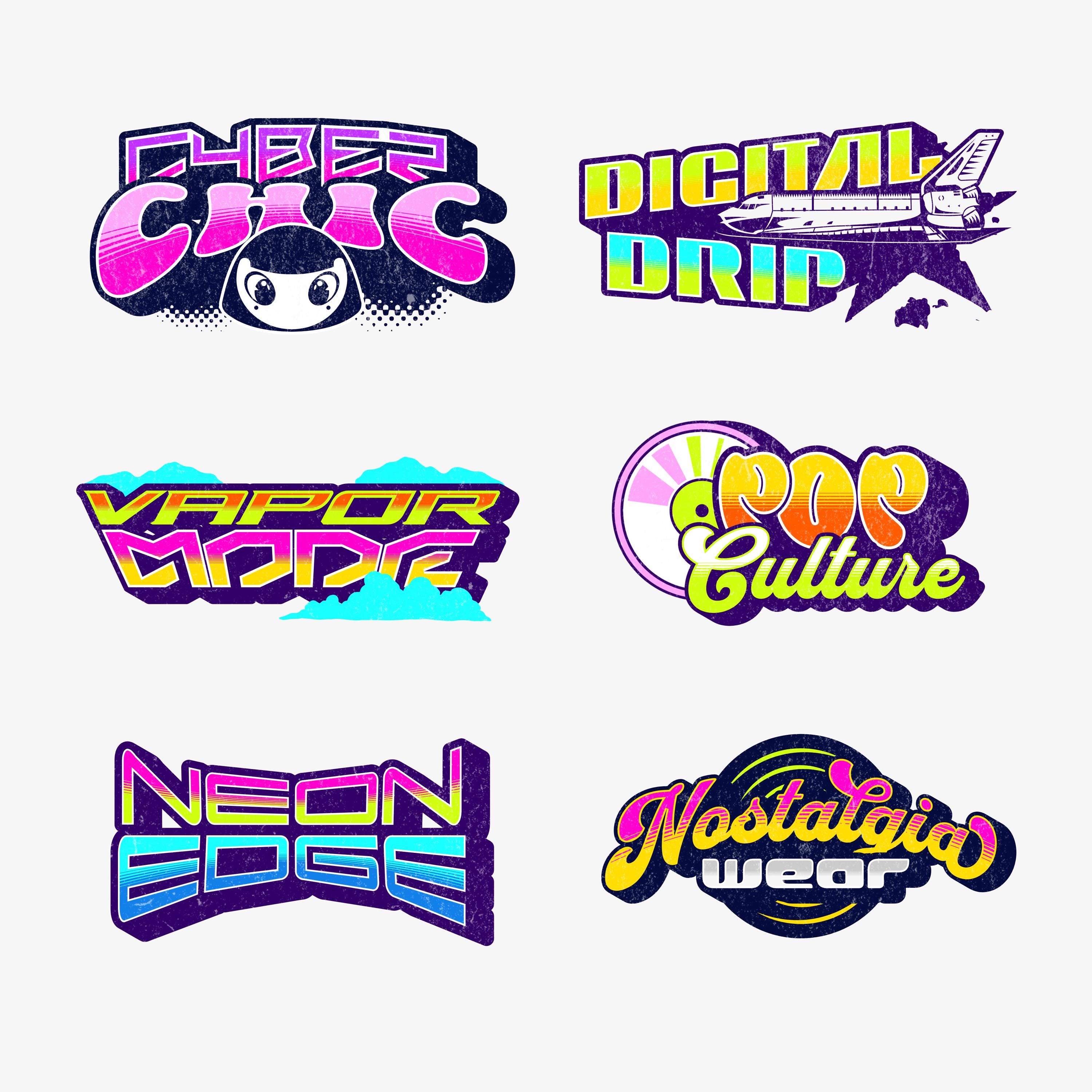 Y2k Chrome | Neon Flash Y2k | Logo Design Custom - Etsy