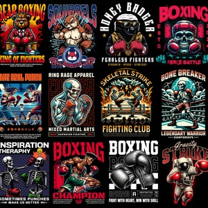 Boxing Trending T-shirt Design PNG File Bundle, Premium Quality ...