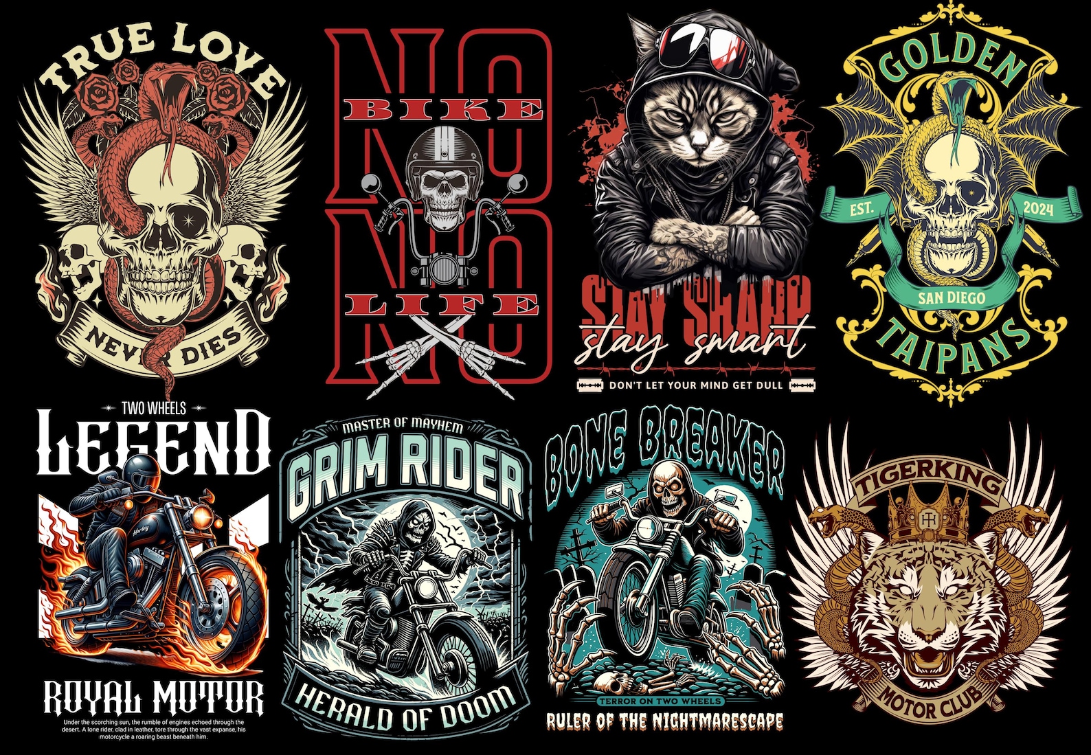 Streetwear Motorcycle Biker PNG Designs, T-shirt Designs Bundle, Biker ...