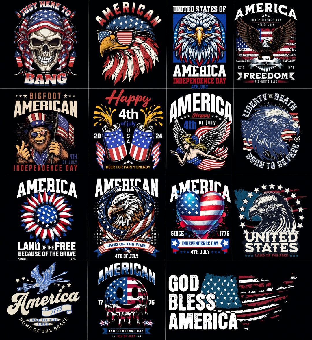 4th of July America Independence Day Designs Patriotic USA Eagles ...