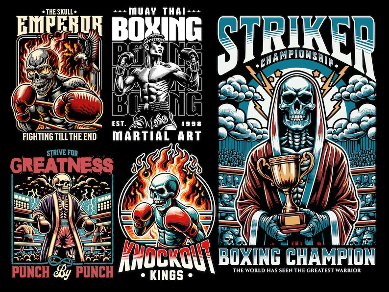 Boxing Trending T-shirt Design PNG File Bundle, Premium Quality ...