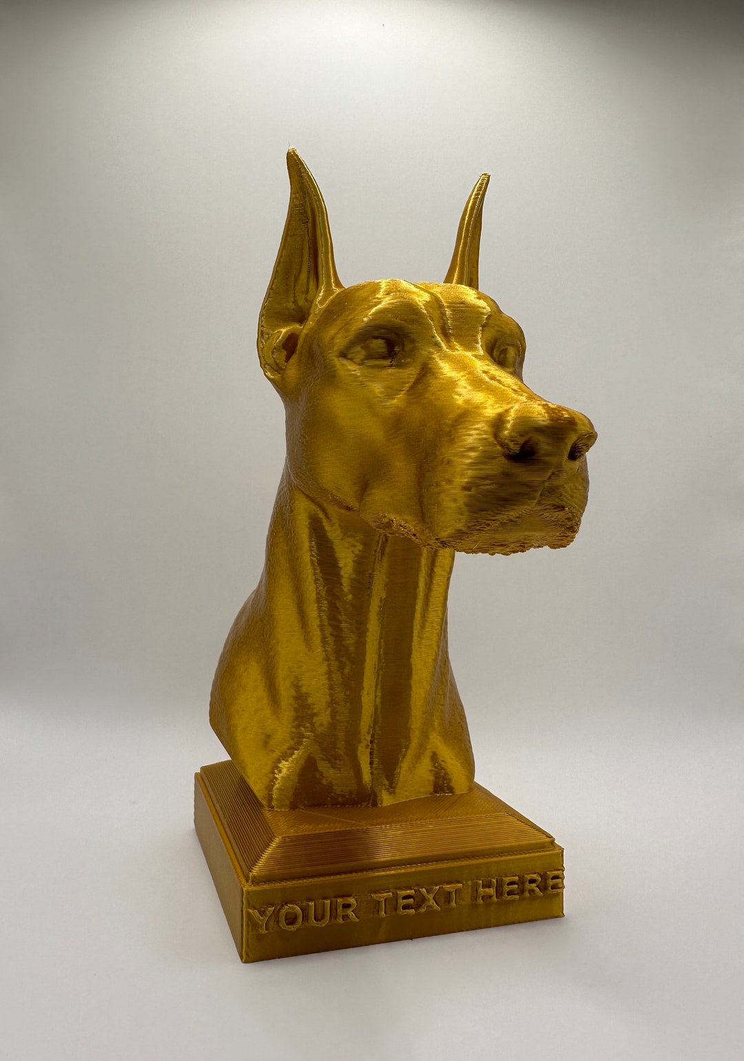 Doberman Dog Decorative Gold or Marble Statue Bust With Personalization ...