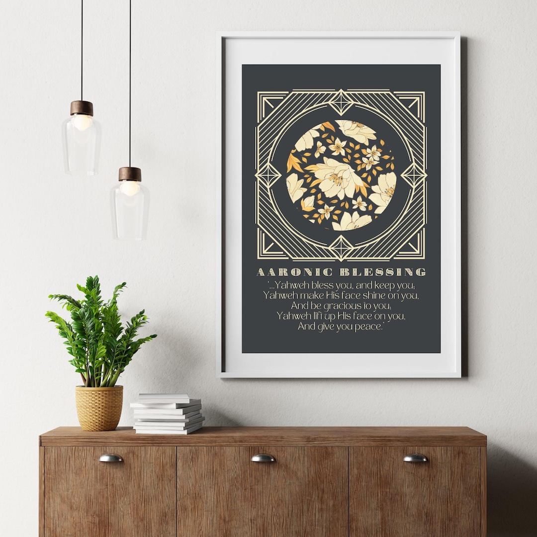 Blue-gray and Gold Aaronic Blessing Floral Art Poster | Scripture ...