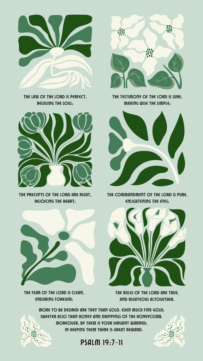 Psalm 19 Bible Verse Poster Set | Art Deco Christian Wall Art | Bible ...