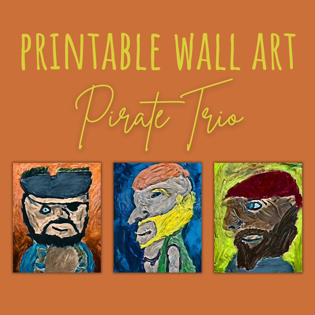 Set of Three Pirates Digital Download Poster Prints Pirate Wall Art ...