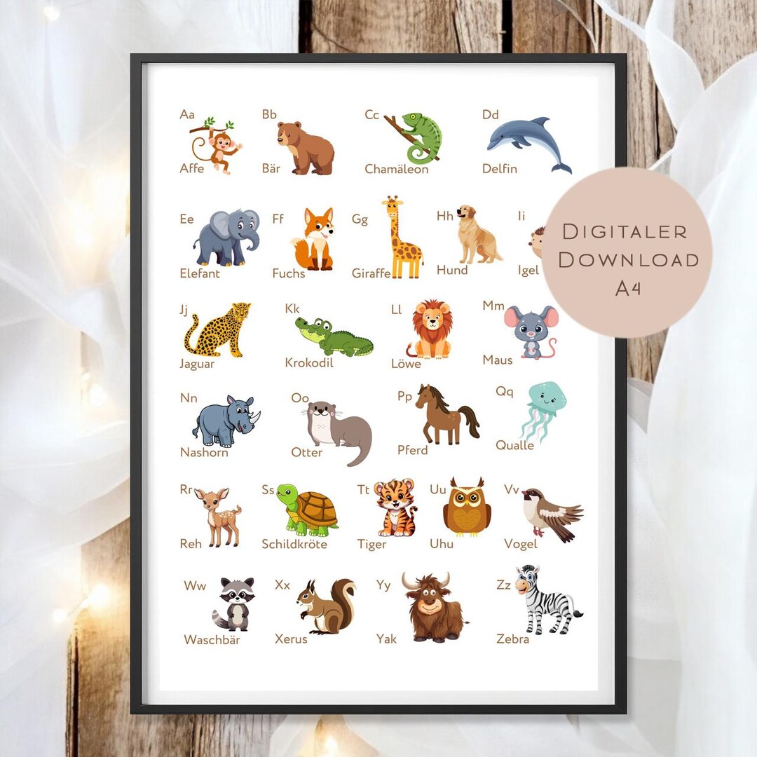 ABC Animals Poster for Learning L Gift for Kindergarten Preschool L PDF ...