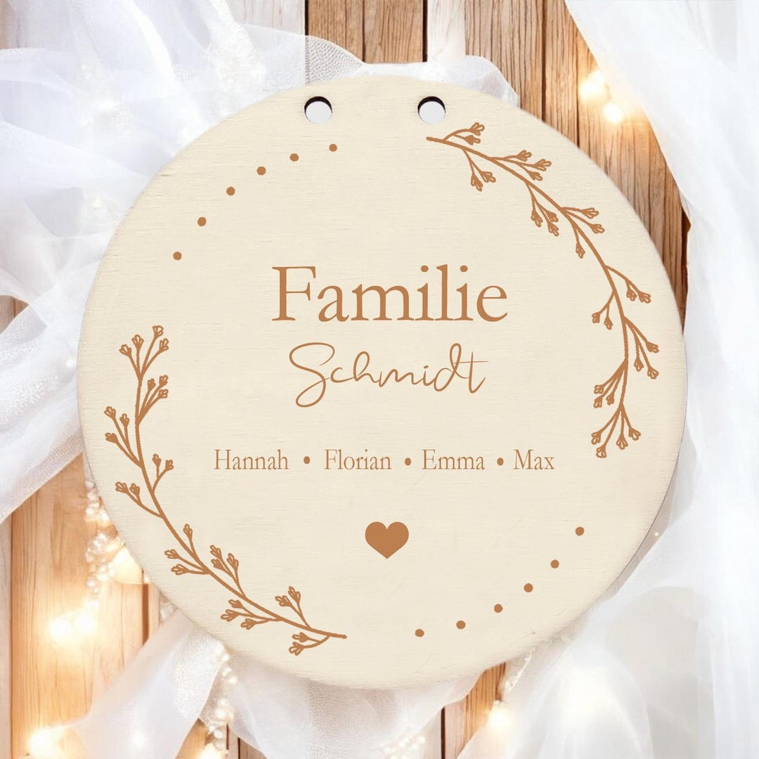 Door Sign Family Name Round Wedding Gift Name Nameplate Sign Topping ...