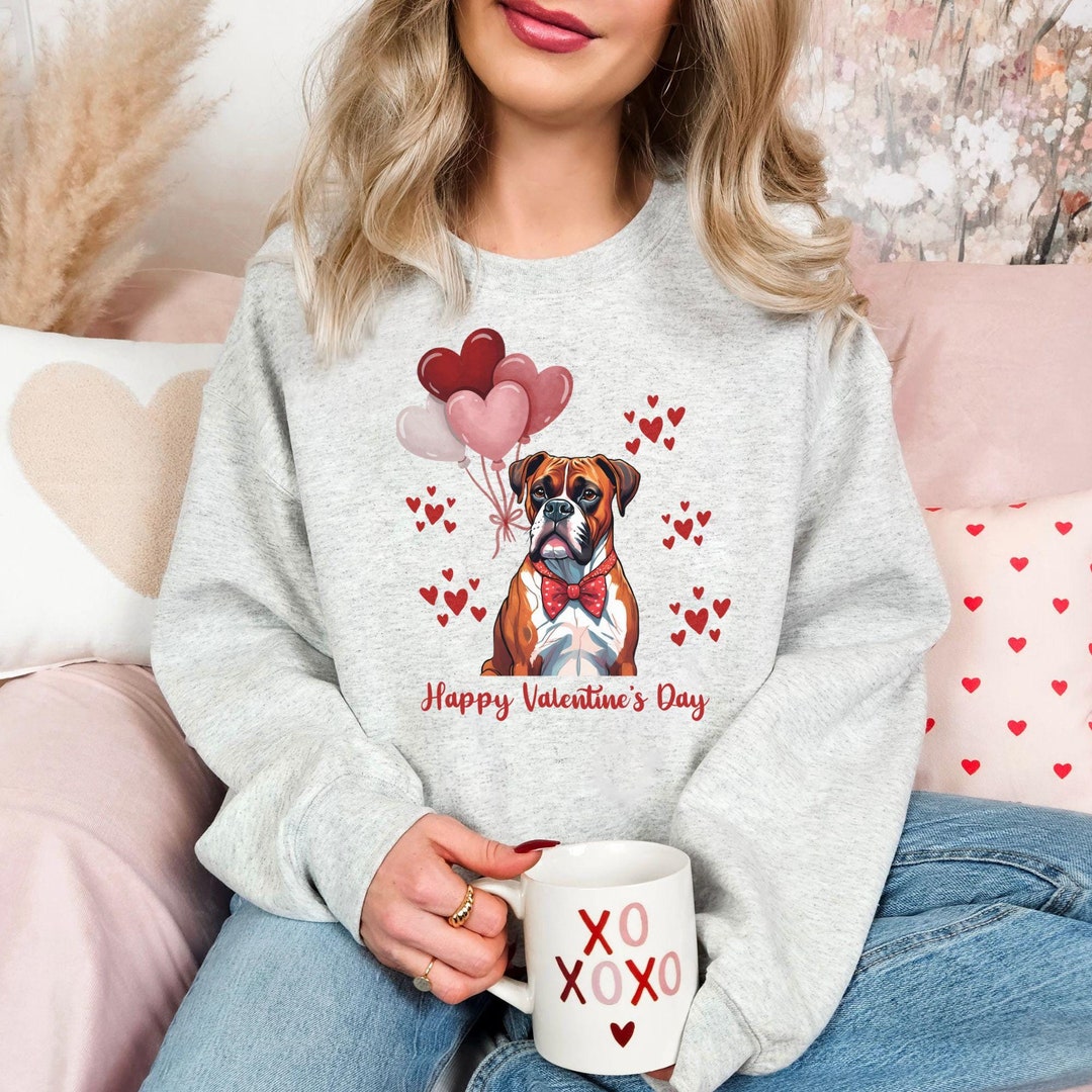 Boxer Valentine's Day Sweatshirt, Valentine's Day Sweater, Boxer, Boxer ...