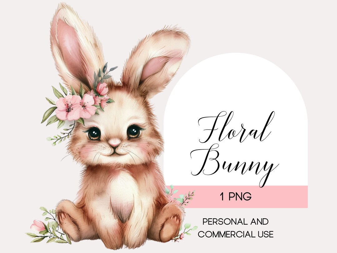 Bunny Clipart, Cute Bunny PNG, Rabbit, Digital Download Clipart - High ...