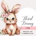 Bunny Clipart, Cute Bunny PNG, Rabbit, Digital Download Clipart - High ...