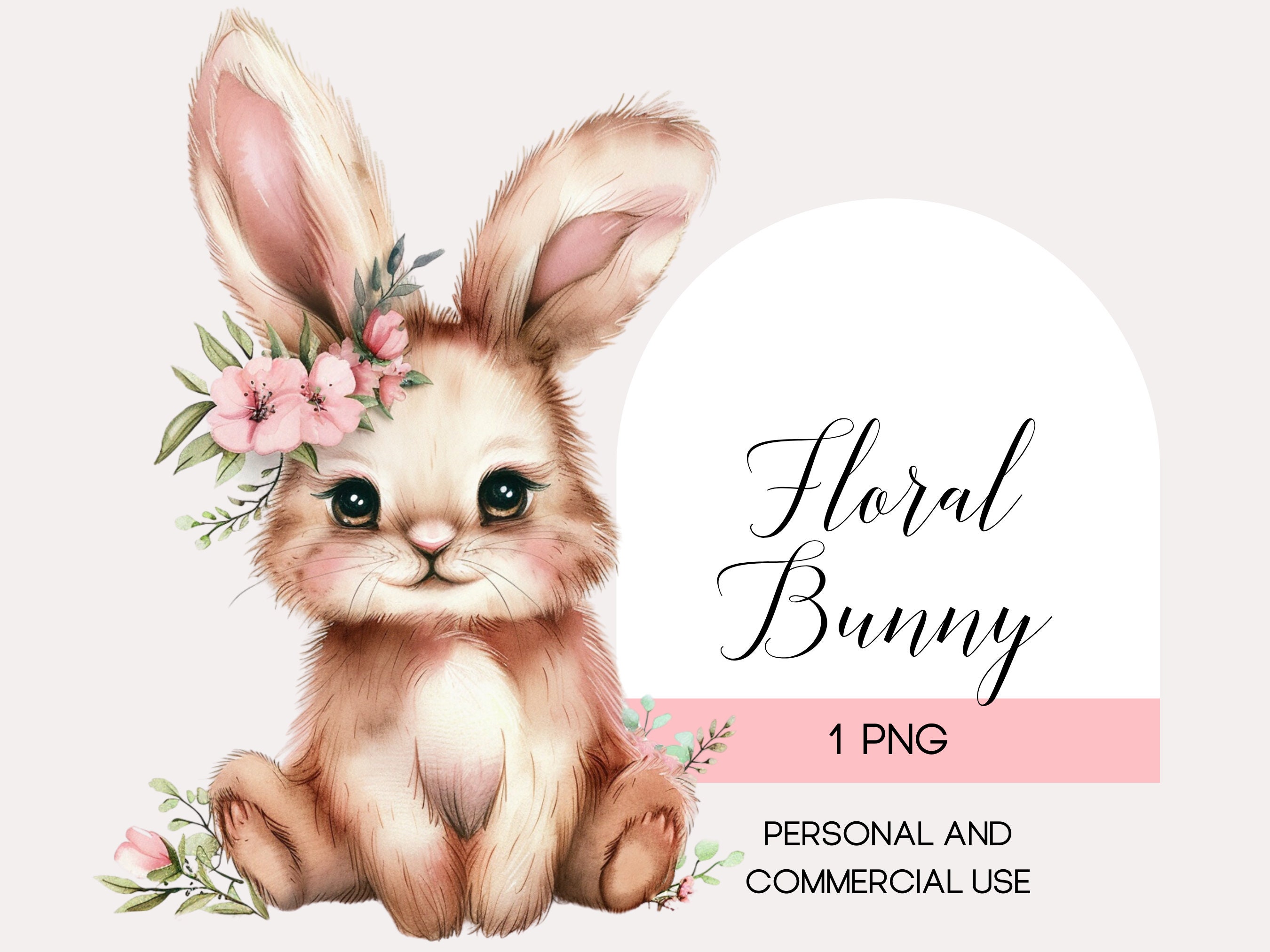 Bunny Clipart, Cute Bunny PNG, Rabbit, Digital Download Clipart - High ...