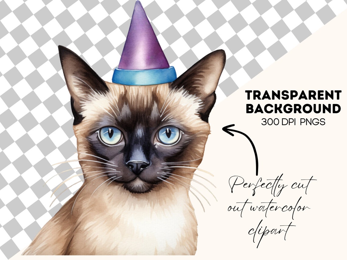 Watercolor Cat Birthday Clipart Set: Party Animals (digital Download ...