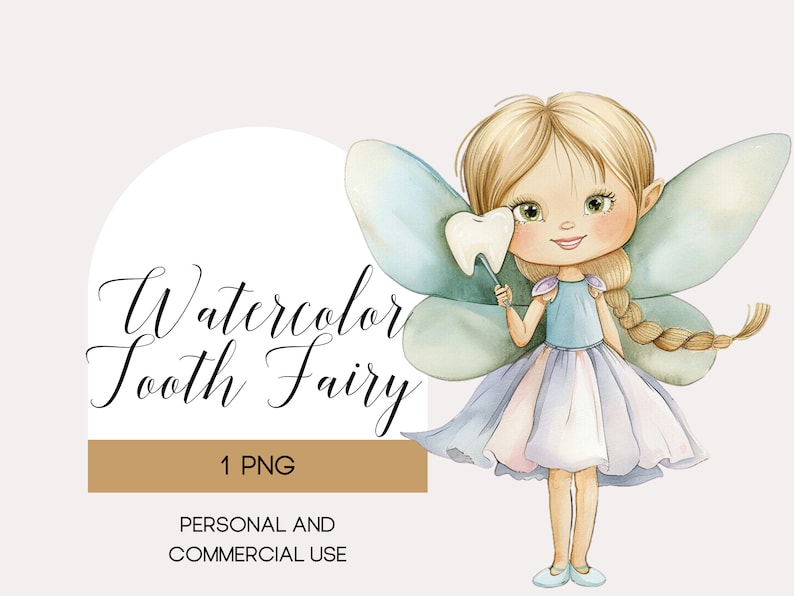 Cute Watercolor Tooth Fairy Clipart - Kids Whimsical Fairy Tale ...