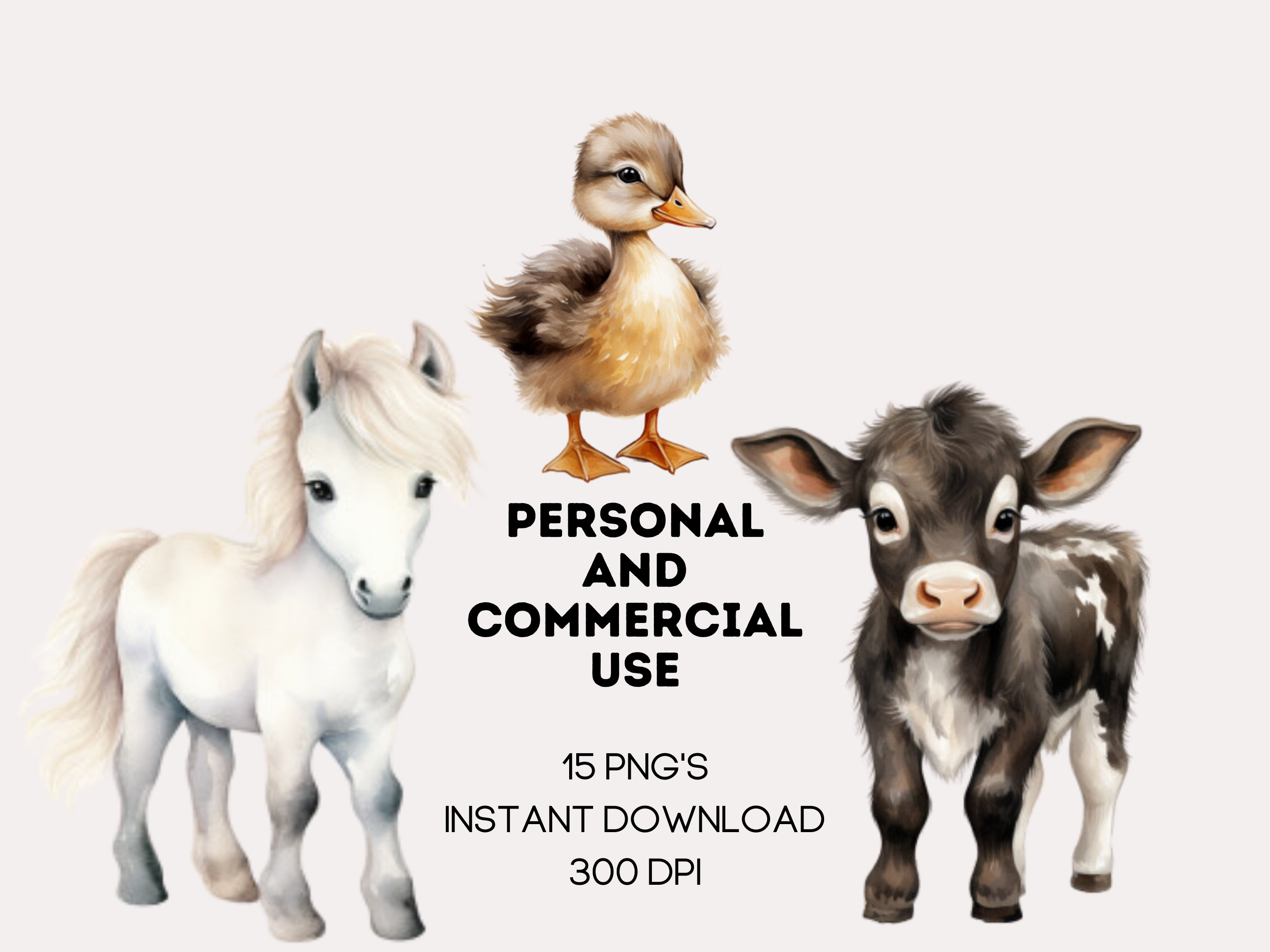 Watercolor Farmhouse Friends Clipart Set, Birthday Clipart, Farm ...