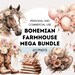 Bohemian Farmhouse Mega Bundle Clipart Set, Wedding Clipart Png, Shower ...