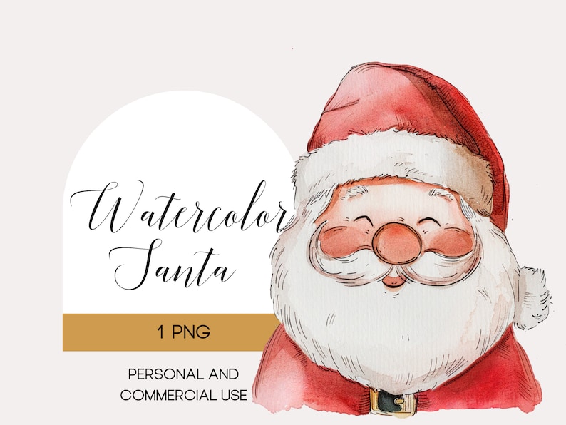 Watercolor Santa Claus Clipart, Cute Santa PNG, Christmas, Digital ...