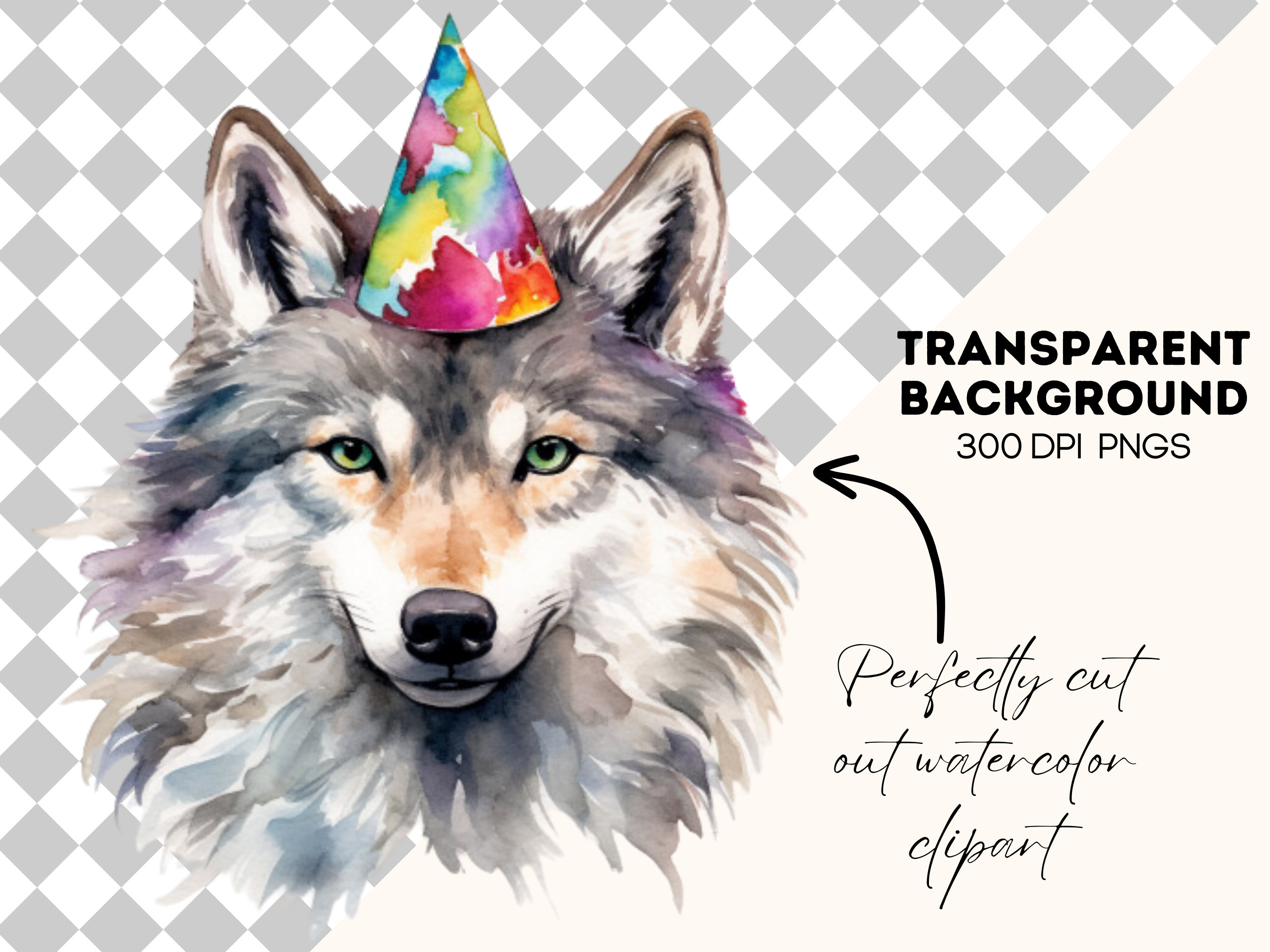 Watercolor Party Animals Clipart Set: Funny Birthday Animals ...