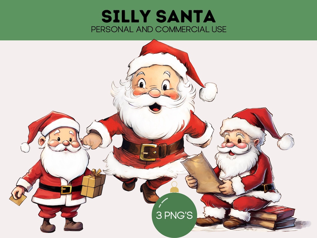 Silly Santa Watercolor Clipart Set – Personal and Commercial Use ...