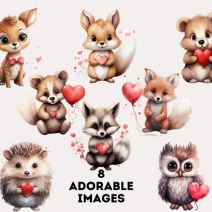 Woodland Valentine Clipart Set, Valentine's Day Clipart, Valentine's ...