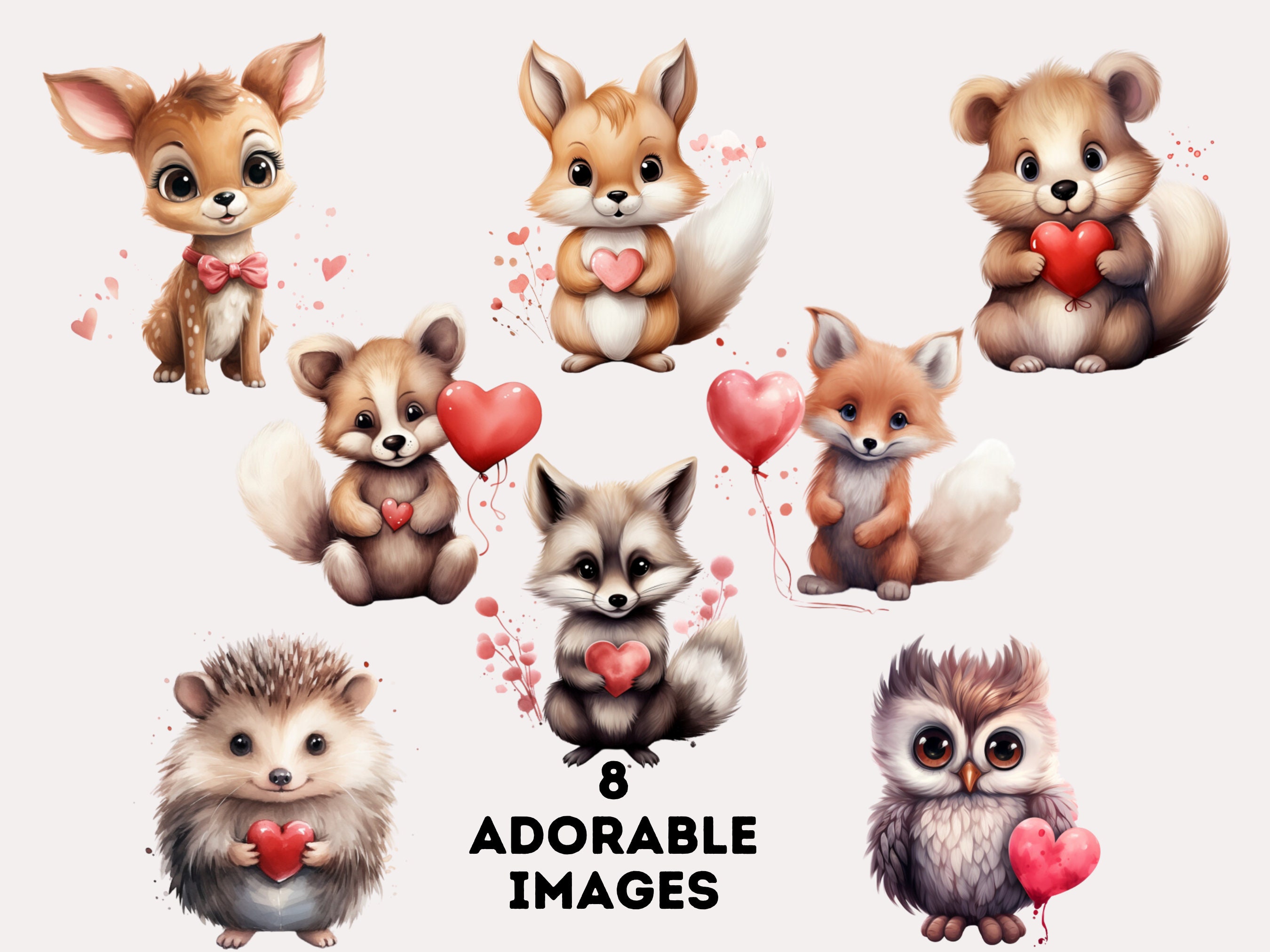 Woodland Valentine Clipart Set, Valentine's Day Clipart, Valentine's ...