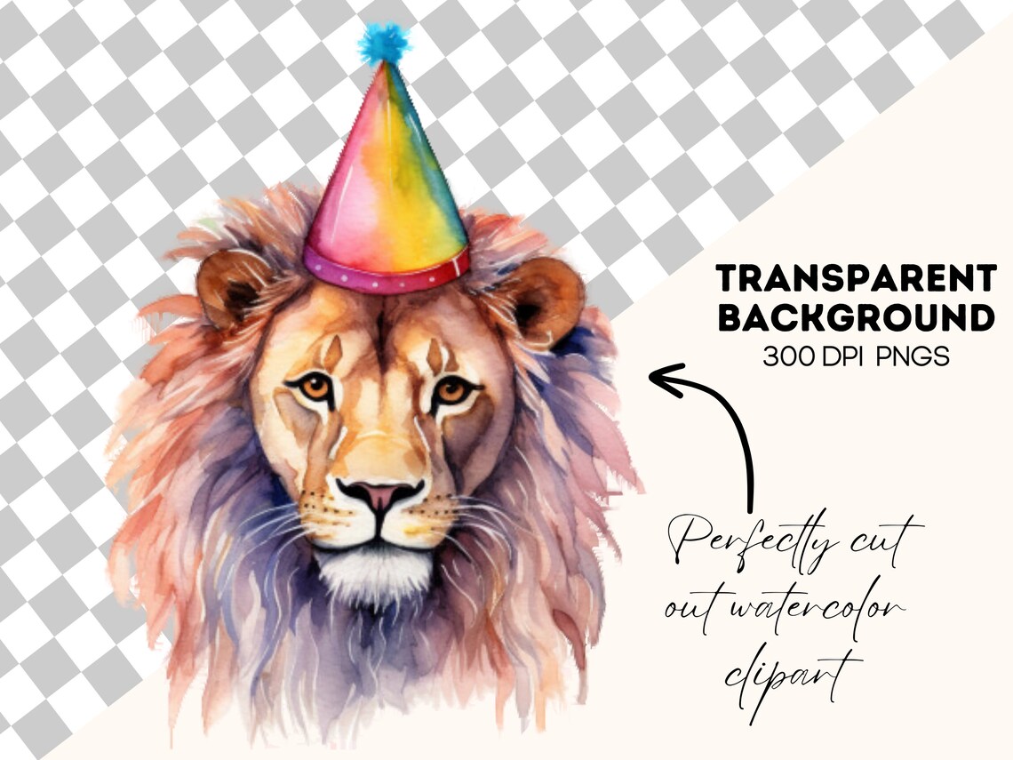 Watercolor Party Animals Clipart Set: Birthday Celebration (commercial ...