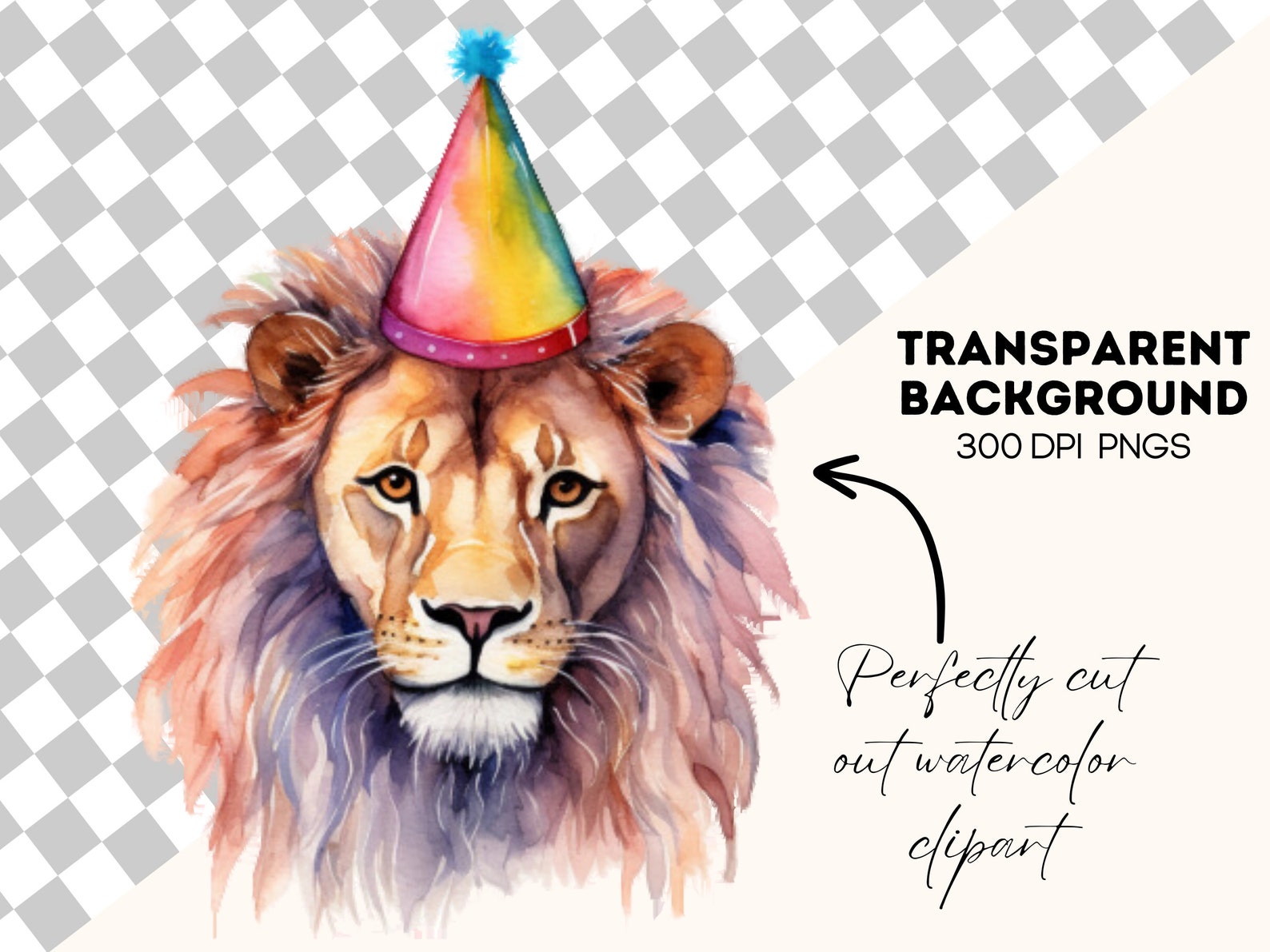 Watercolor Party Animals Clipart Set: Birthday Celebration (commercial ...