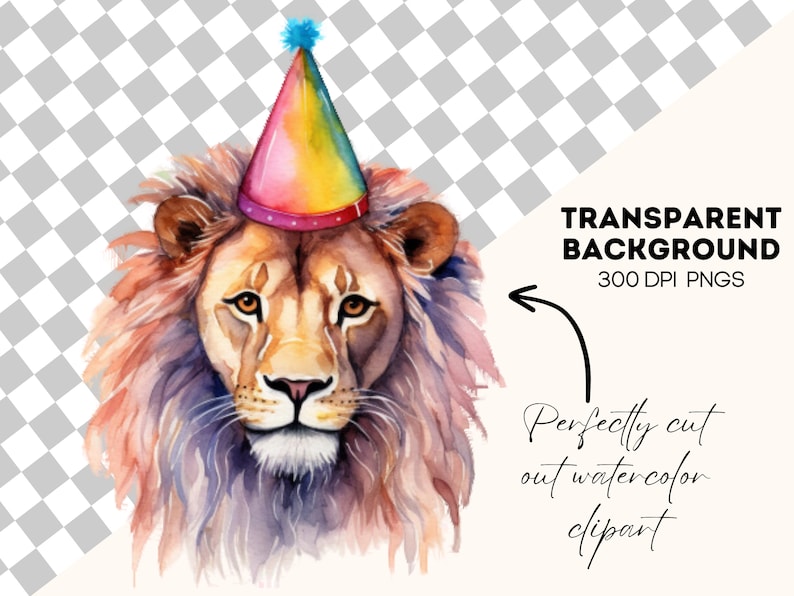 Watercolor Party Animals Clipart Set: Birthday Celebration (commercial ...