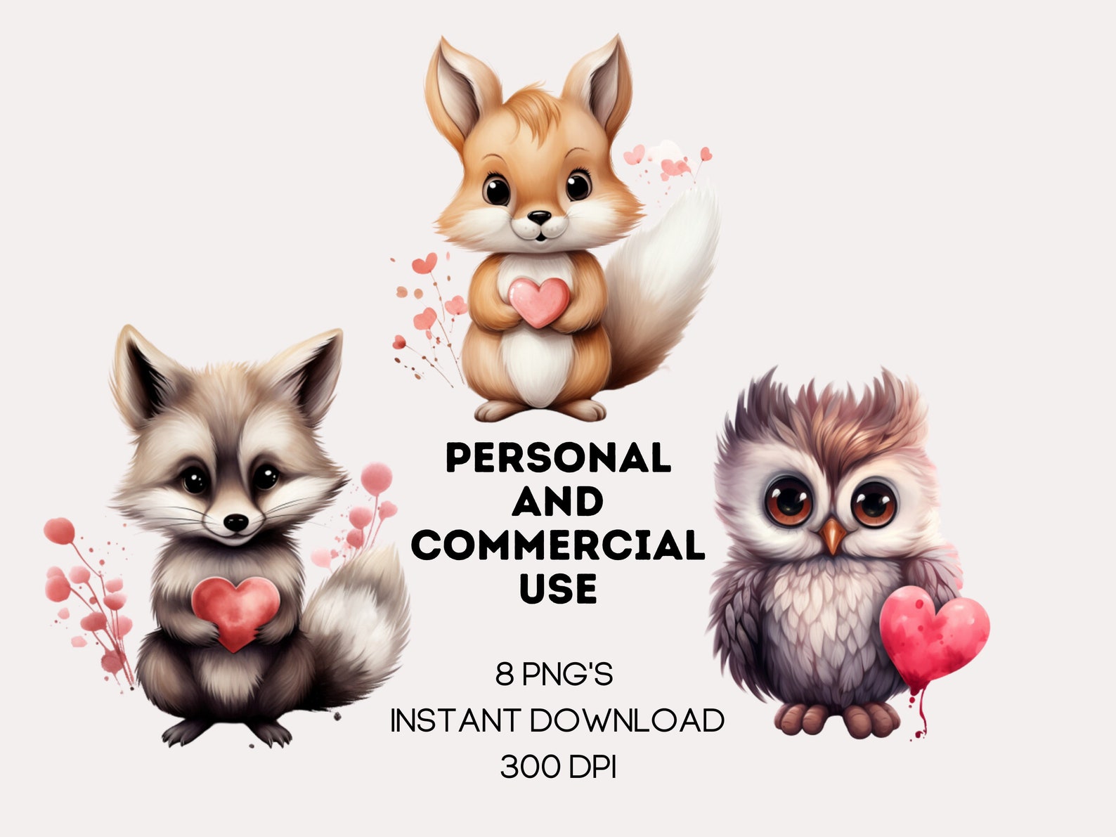 Woodland Valentine Clipart Set, Valentine's Day Clipart, Valentine's ...