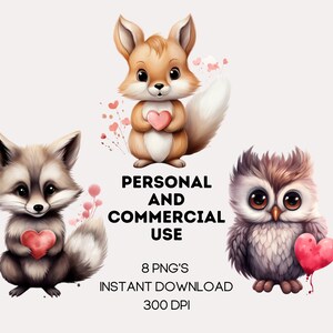 Woodland Valentine Clipart Set, Valentine's Day Clipart, Valentine's ...