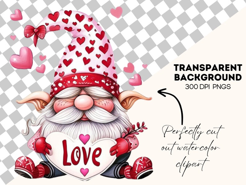 Cupid Gnomies Clipart Set: Watercolor Valentine's Day Gnomes (PNG) - Etsy