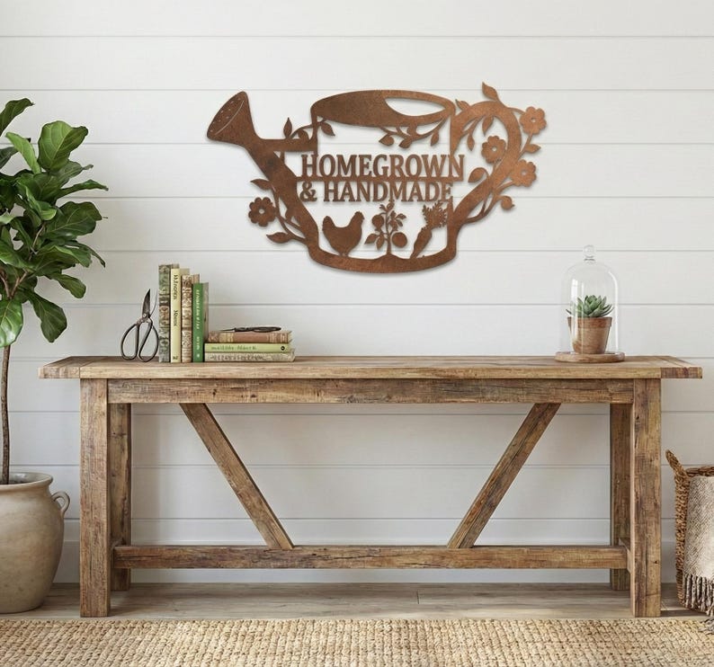 Homegrown & Handmade Metal Garden Sign | Farmhouse Garden Wall Art ...