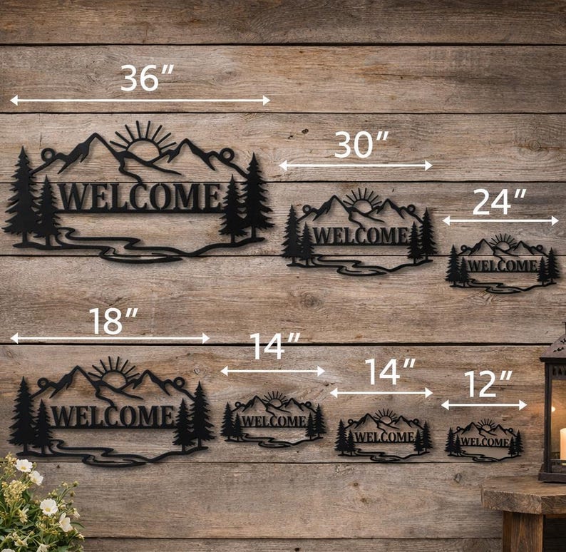 Welcome Sign for Cabin, Rustic Metal Cabin Welcome Sign, Mountain Cabin ...