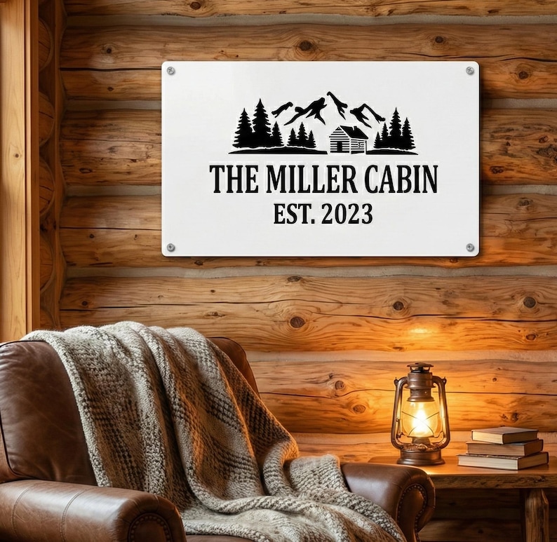 Personalized Metal Cabin Sign, Mountain Cabin Wall Art, Die Cut Rustic ...