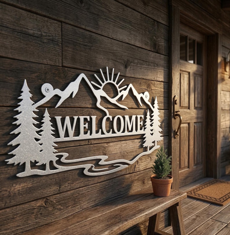 Welcome Sign (metal Wall Art), Rustic Cabin Welcome Sign, Forest River ...
