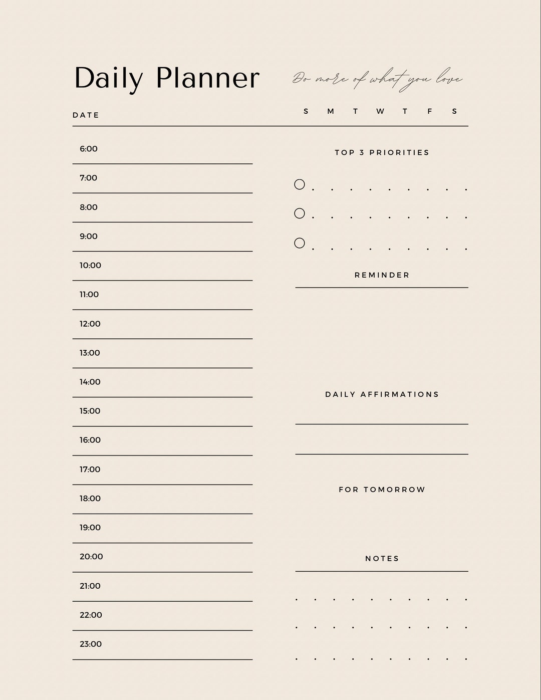 Daily Planner Page printable - Etsy
