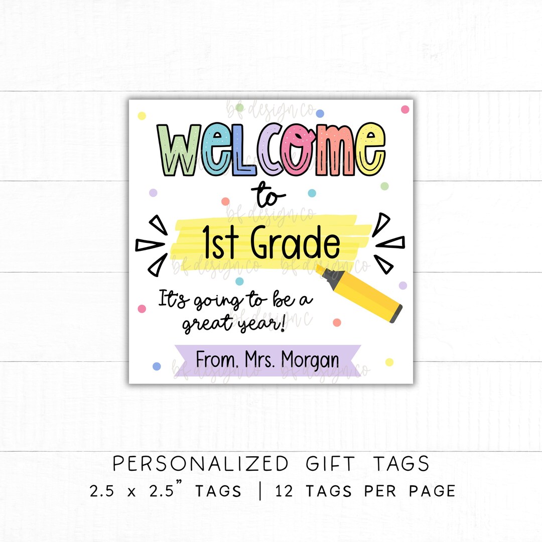 1ST GRADE Back to School Treat Tags, First Day of School Teacher Gift ...